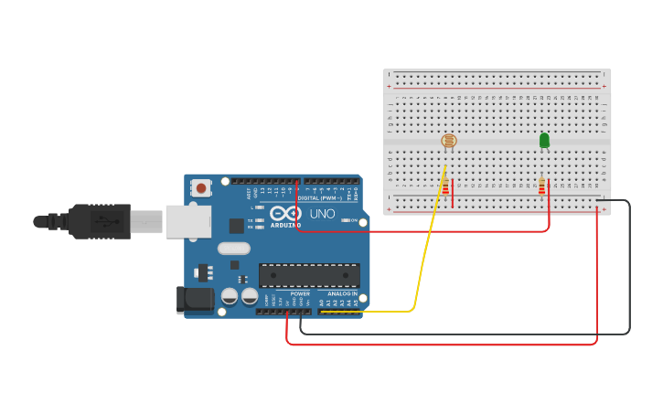 Circuit design Sensor LDR (fotocelula) - Tinkercad