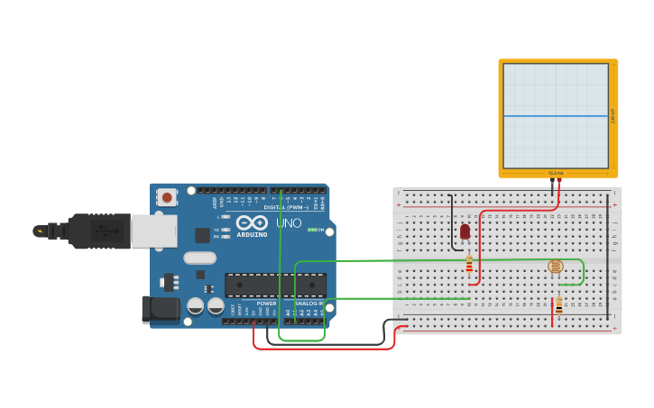 Circuit design LED DIMMING USING LDR - Tinkercad