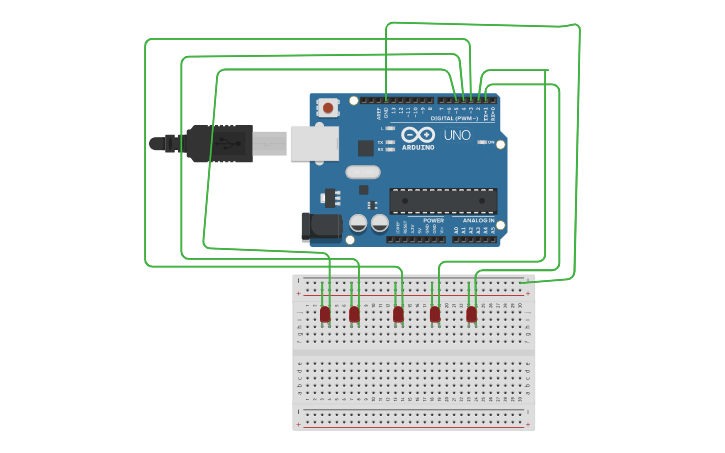 Circuit design Task 1 Led in sequence | Tinkercad