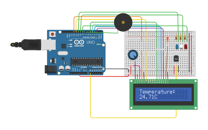 Circuit design Copy of Copy of Temperature Sensor - Tinkercad