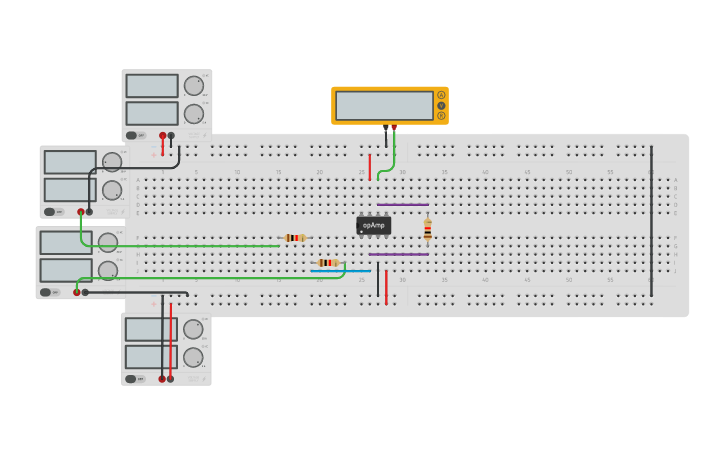Circuit design Inverting summing amplifier. - Tinkercad