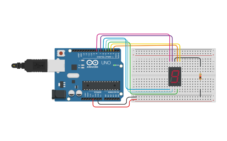 Circuit Design 7 Segment Display With Arduino Tinkercad