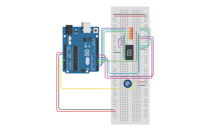 Circuit design Analog_to_Digital_Converter_7_Segment_Display | Tinkercad