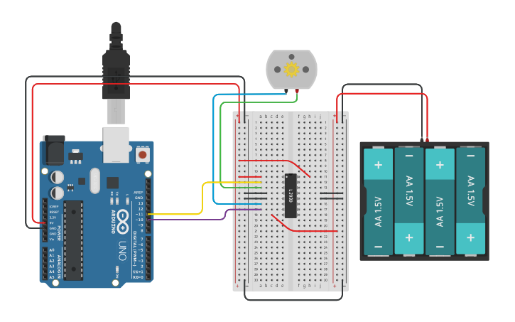 Circuit design DC Motor Intro | Tinkercad