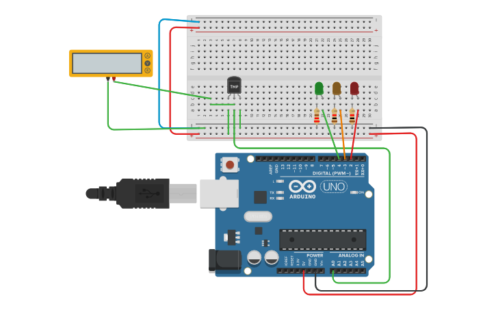 Circuit Design Sensor De Temperatura Tinkercad