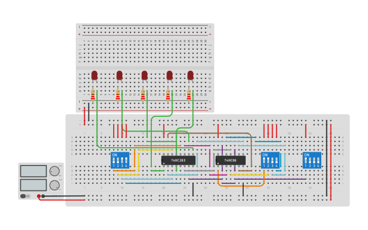 Circuit design 4 bit adder subtractor | Aman Verma - Tinkercad