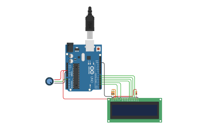 Circuit design Bibliotecas: LiquidCrystal.h | Tinkercad