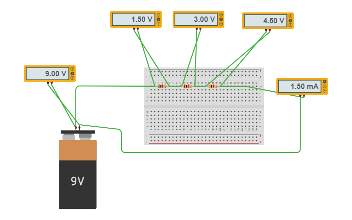 Circuit design RESISTENCIAS EN SERIE - Tinkercad