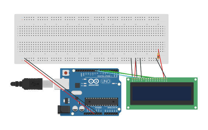 Circuit design LCD - Tinkercad