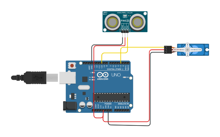 Circuit design automatic gate controller - Tinkercad