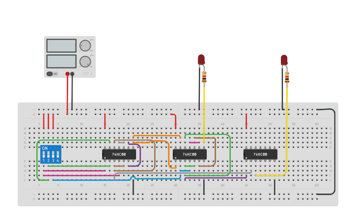 Circuit design Full Adder using NAND gates. - Tinkercad