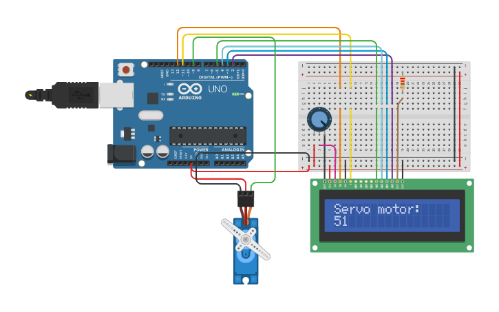 Circuit Design Servo Motor Tinkercad