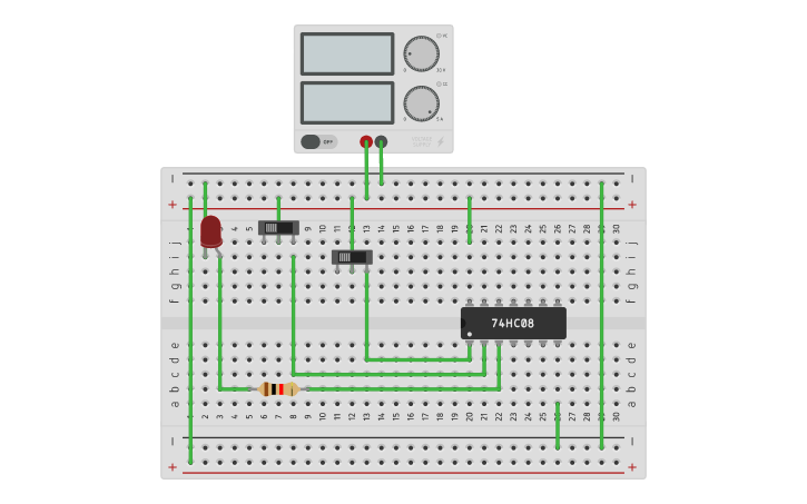 Circuit design AND Gate - Tinkercad
