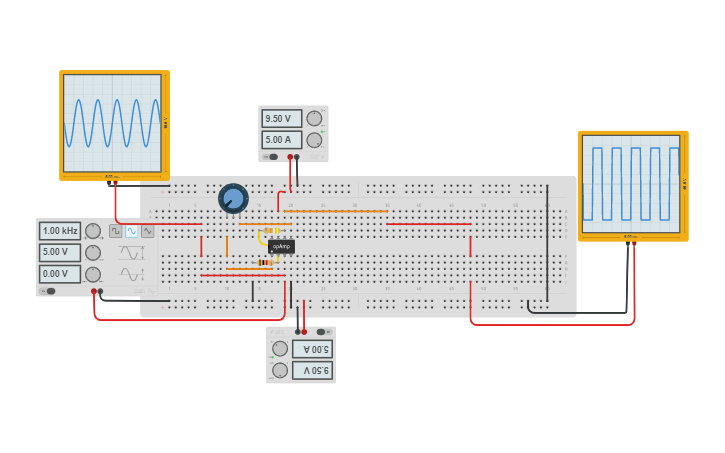 Circuit design operational amplifier - Tinkercad