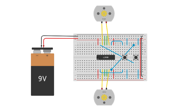 Circuit design L293D with two switches - Tinkercad