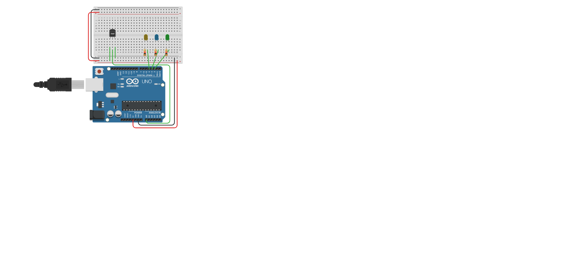 Circuit design TMP36 Temperature Sensor Serial for CSV | Tinkercad Circuit design TMP36 Temperature Sensor Serial for CSV | Tinkercad