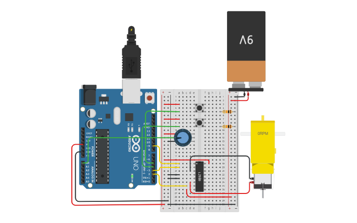 Circuit design DC MOTOR - Tinkercad