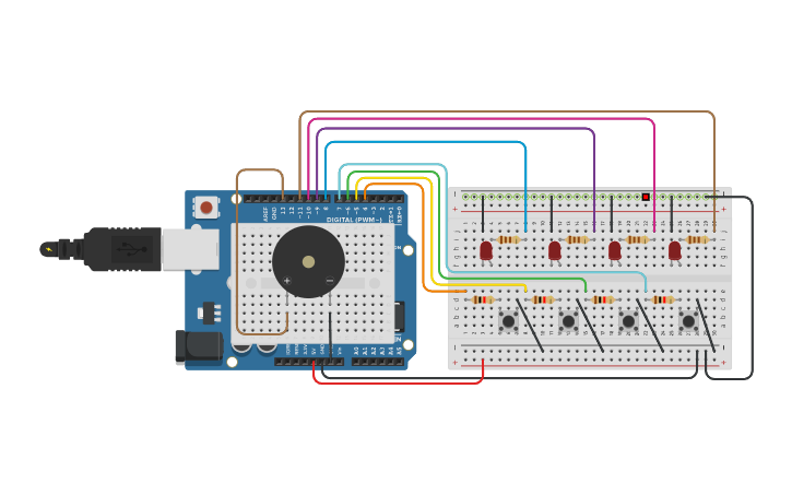 Circuit design Interactive Arduino Memory Game - Tinkercad