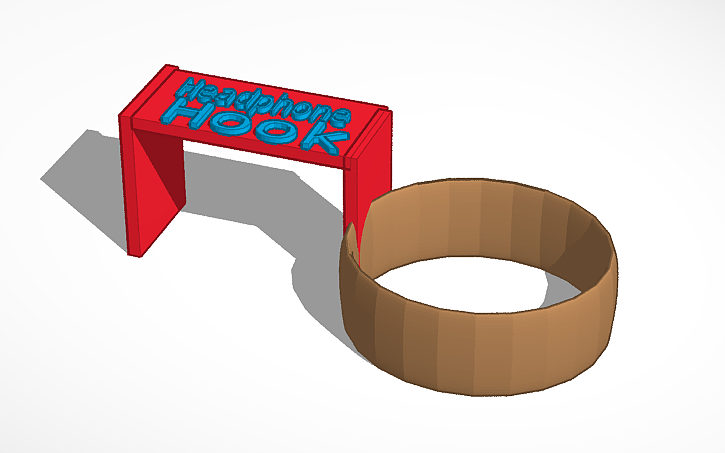 3D design 3D printed headphone hook - Tinkercad