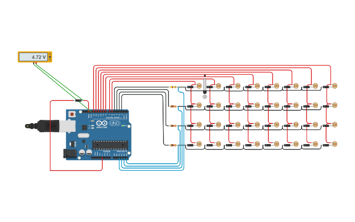 Circuit design LDR Matrix - Tinkercad
