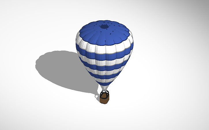 3D design Hot Air Balloon Blue and White Horizontal Stripes - Tinkercad