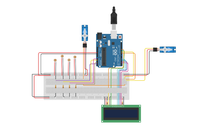 Circuit design Dual Axis Solar Tracking System - Tinkercad Circuit design Dual Axis Solar Tracking System - Tinkercad