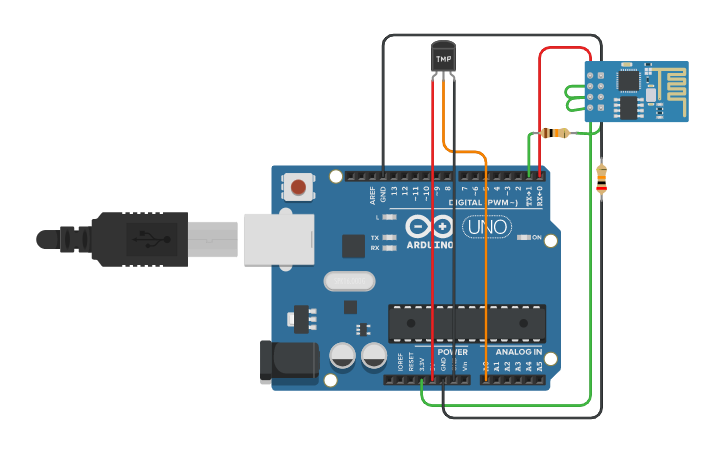 Circuit design Module Anurag WIfi with temperature - Tinkercad