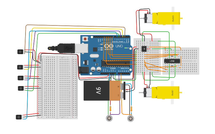 Circuit Design Robot Line Follower With Photodiode Tinkercad