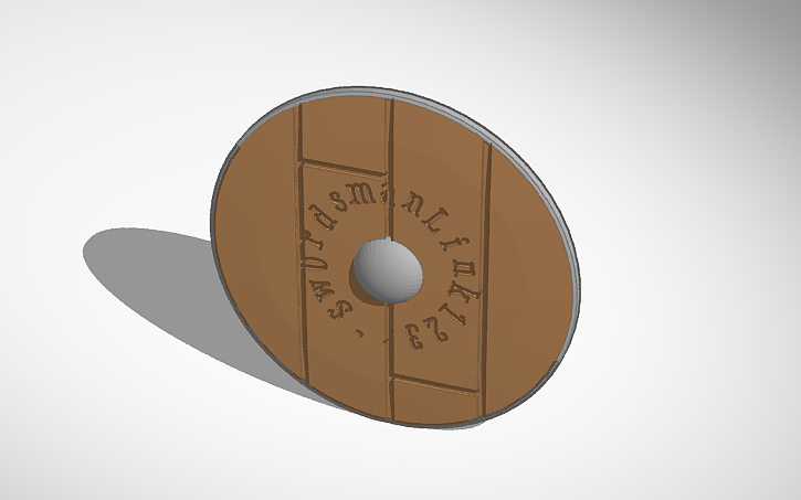 3D design Round Shield with custom text - Tinkercad