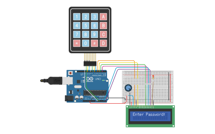Circuit design keypad_lcd_serial_monitor | Tinkercad