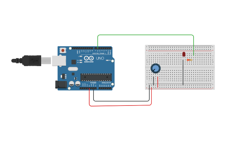 Circuit design Prática 1 - PWM na Arduino | Tinkercad
