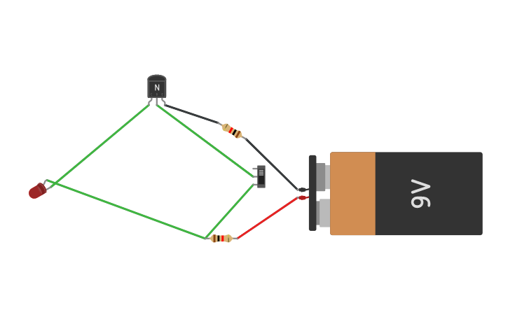 Circuit design NPN transistor LED circuit - Tinkercad