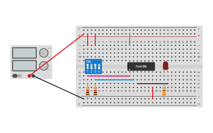 Circuit design compuerta AND - Tinkercad