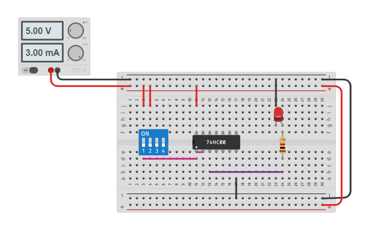 Circuit design NOT GATE USING NAND GATE - Tinkercad