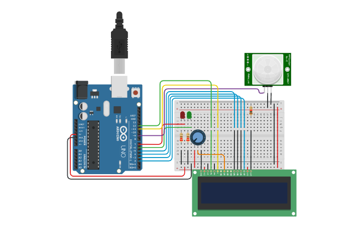 Circuit design Moving Object using PIR sensor | Tinkercad