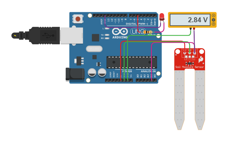 Circuit design Lab#3 Sensor de humedad del suelo - Tinkercad