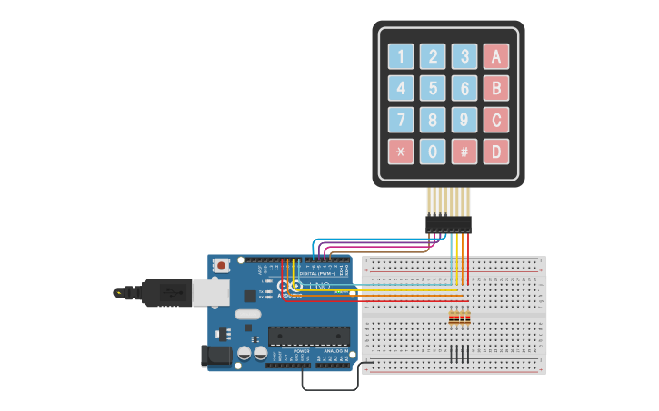 Circuit design Practica #10. Lectura de teclado hexadecimal con arduino ...