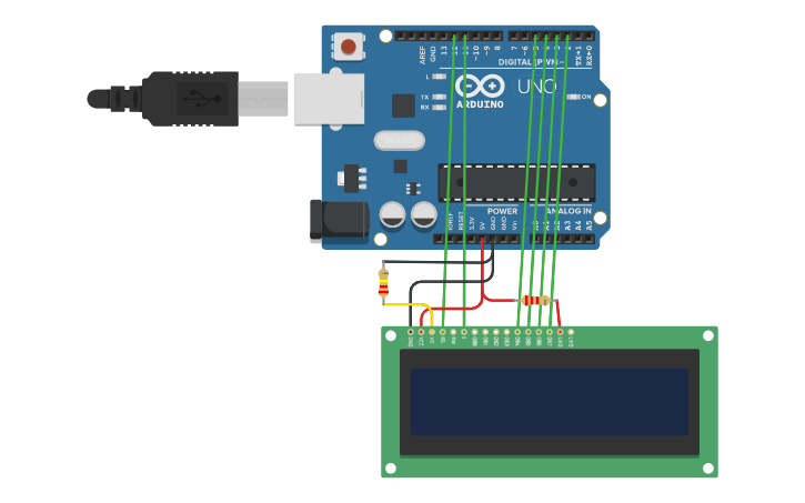 Circuit design Arduino Tinkercard LCD - Tinkercad