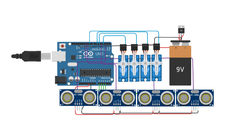 Circuit design Autonomous Robot Arm - Tinkercad