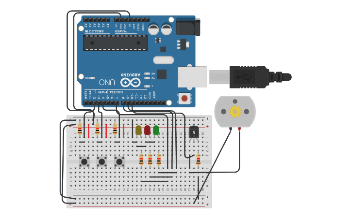 Circuit design Control velocidad motor VCD Arduino - Tinkercad