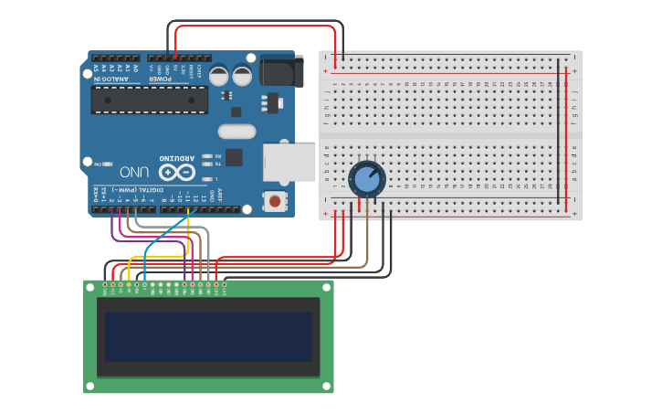 Circuit design LCD - Tinkercad