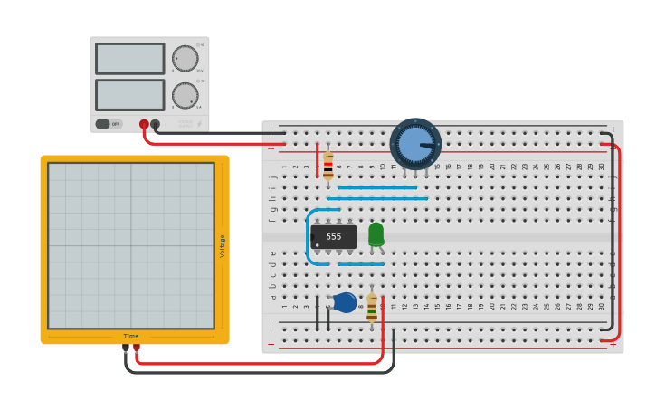 Circuit design Frequency Adjustable Clock Pulse Generator Using 555 Timer IC - Tinkercad