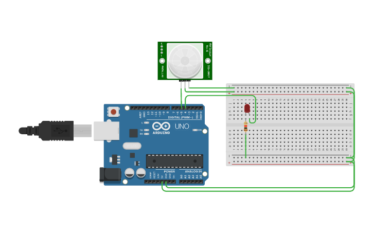 Circuit Design Motion Detector Tinkercad