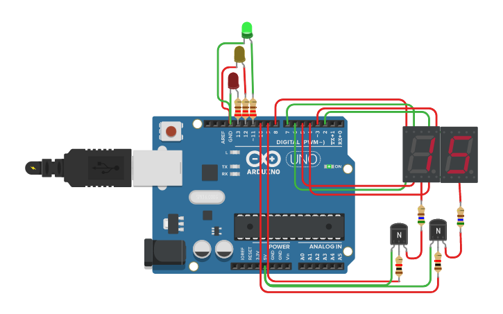 Circuit design 7Segment-Traffic Light - Tinkercad Circuit design 7Segment-Traffic Light - Tinkercad