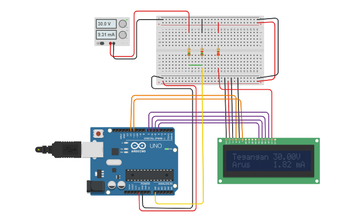 Circuit design Modul 1 Robotika - Tinkercad