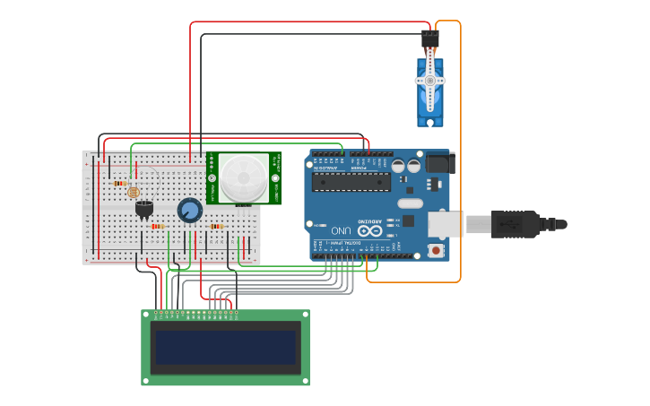 Circuit design LIGHT AND PIR SENSOR WITH LCD DISPLAY AND SERVO MOTOR ...