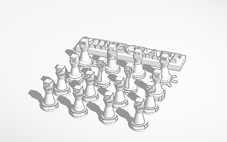 3D design Minecraft Chess Set - Tinkercad
