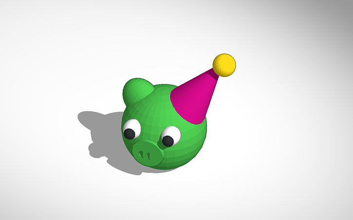 3D design Angry Bird Pig with Bday Hat | Tinkercad