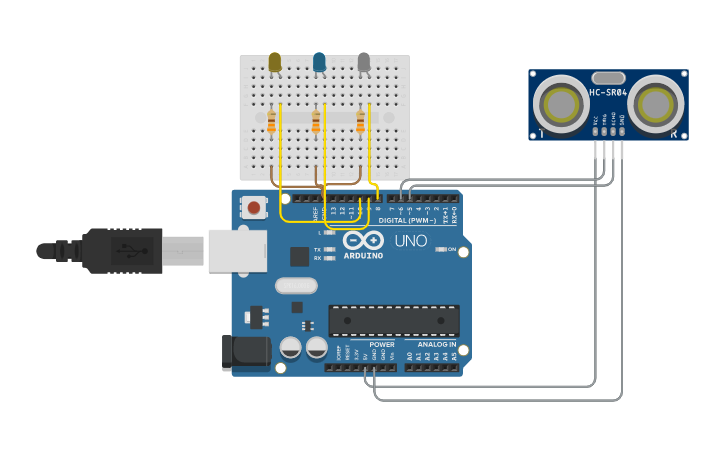 Circuit design Distance Sensor - Tinkercad