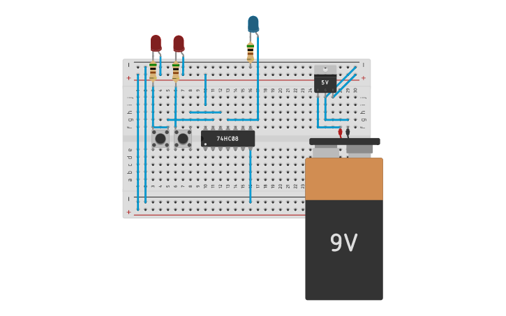 Circuit design AND 74HC08 | Tinkercad